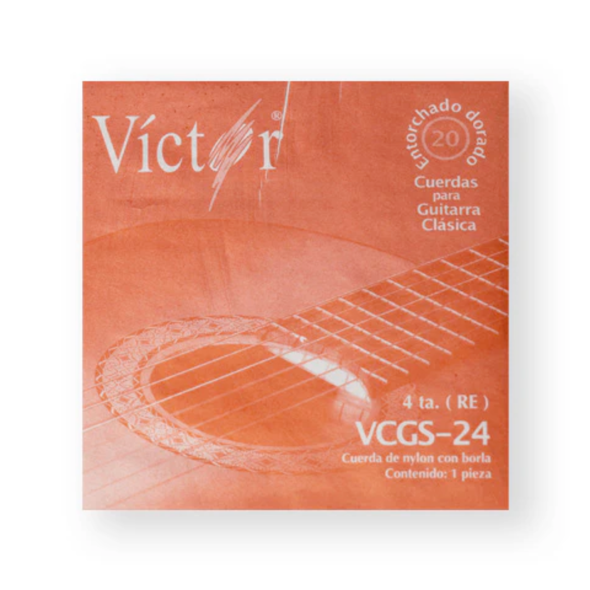 CUERDA VICTOR PARA GUITARRA CLASICA, 4A., ENTORCHADO TUMBAGA DORADO CO